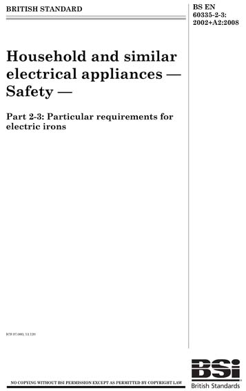 BS EN 60335-2-3:2002+A2:2008 - Household and similar electric ...