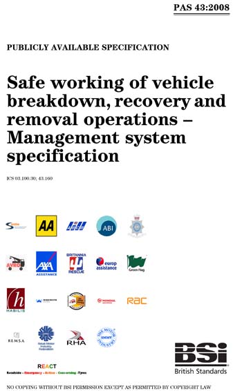 PAS 43:2008 - Safe working of vehicle breakdown, recovery and removal ...