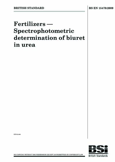 BS EN 15479:2009 - Fertilizers. Spectrophotometric determination of ...