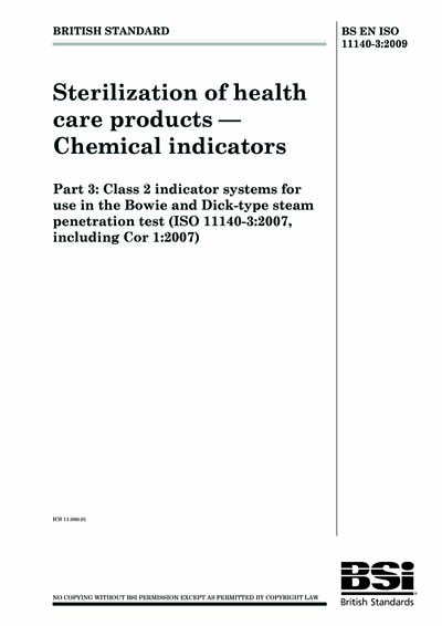 BS EN ISO 11140-3:2009 - Sterilization of health care products ...