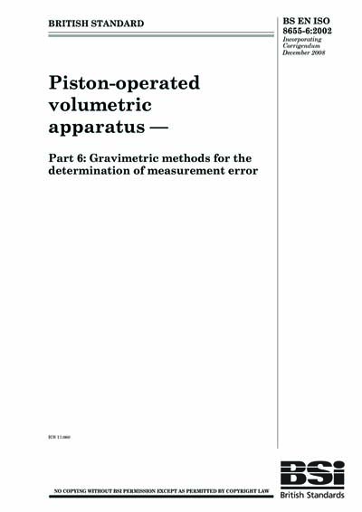 BS EN ISO 8655-6:2002 - Piston-operated volumetric apparatus ...