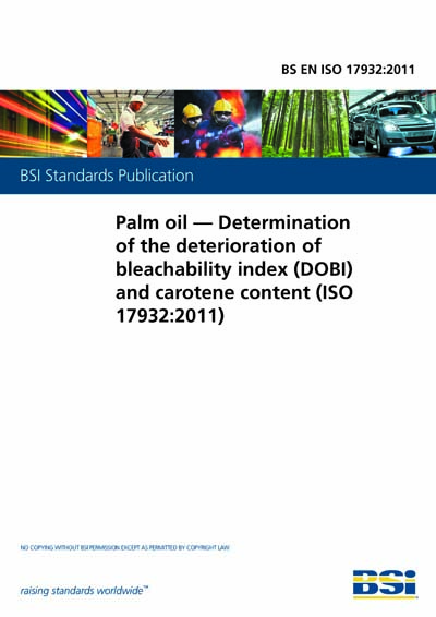 BS EN ISO 17932:2011 - Palm oil. Determination of the deterioration of ...