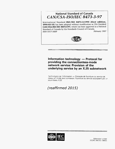 CAN/CSA ISO/IEC 8473-3-97 (R2015) - Information Technology - Protocol ...