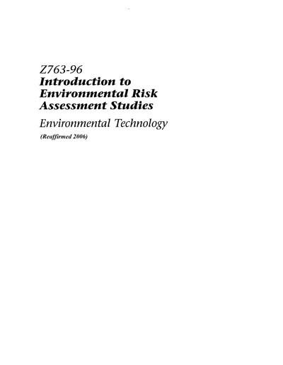 CSA Z763-1996 (R2006) - Z763-96 (R2006) - Introduction to Environmental ...
