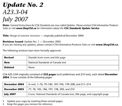 CAN/CSA-A23.3-04 UP 2 - Update No. 2 to A23.3-04, Design of Concrete ...