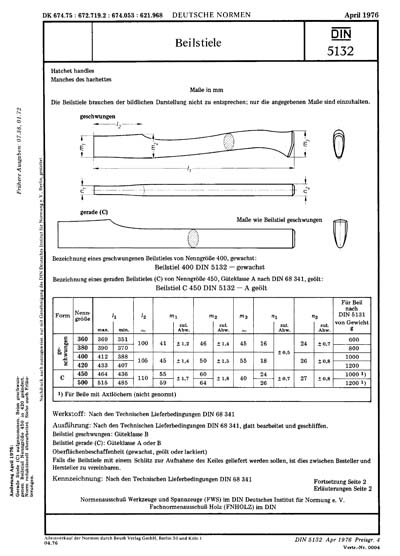 DIN 5132:1976 DE - Beilstiele