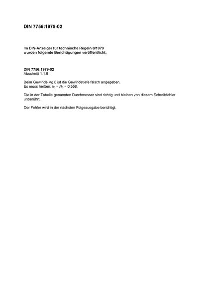 DIN 7756:1979 DE - Ventile für Fahrzeugbereifungen; Ventilgewinde ...
