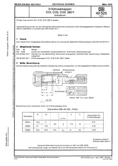 DIN 49525-2:1979 DE - D-Schraubkappen D 01, D 02, D 03, 380 V ...