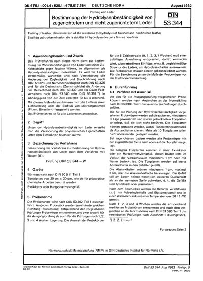DIN 53344:1982 DE - Prüfung von Leder; Bestimmung der ...