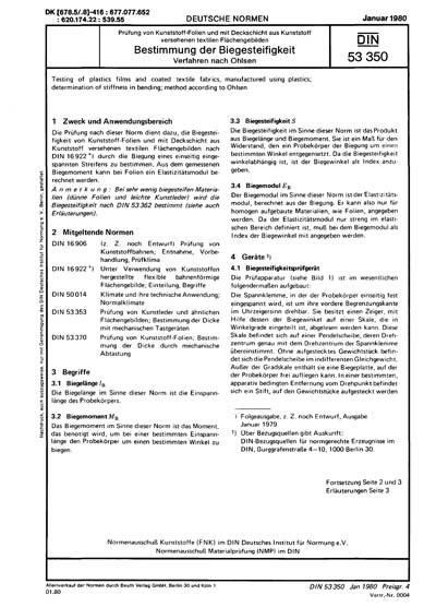 DIN 53350:1980 DE - Prüfung von Kunststoff-Folien und mit Deckschicht ...