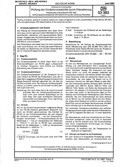 DIN 53383-2:1983 DE - Prüfung von Kunststoffen; Prüfung der ...