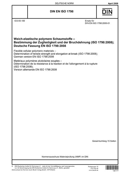 DIN EN ISO 1798:2008 DE - Weich-elastische polymere Schaumstoffe ...