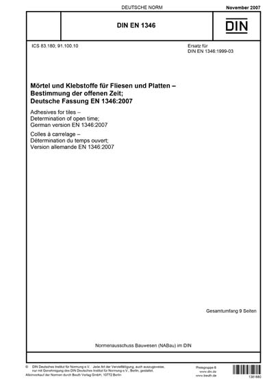 DIN EN 1346:2007 DE - Mörtel und Klebstoffe für Fliesen und Platten ...