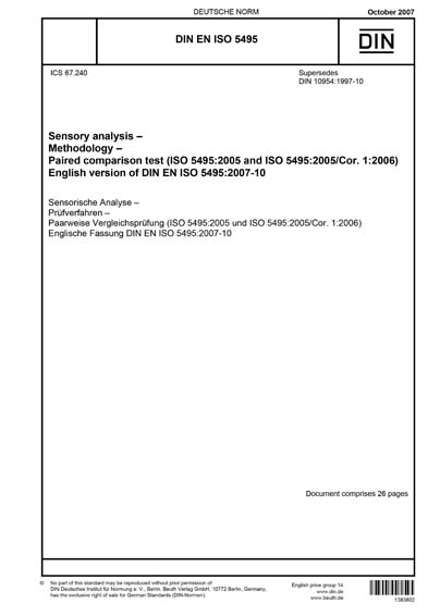 DIN EN ISO 5495:2007 - Sensory analysis - Methodology - Paired ...