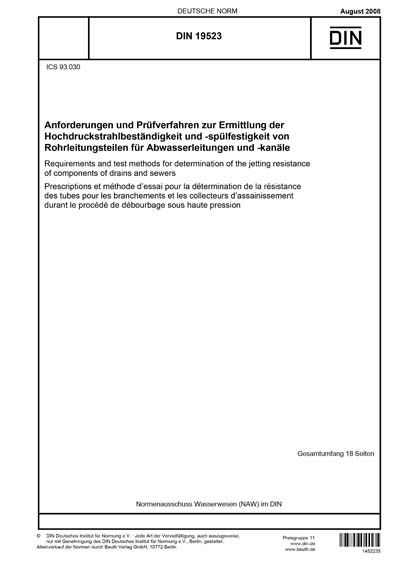 DIN 19523:2008 DE - Anforderungen und Prüfverfahren zur Ermittlung der ...