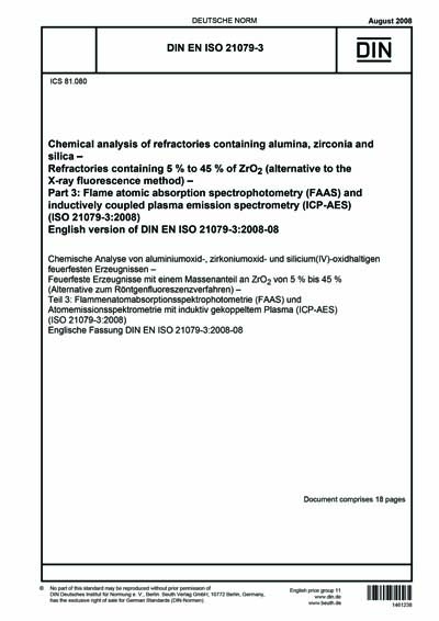 DIN EN ISO 21079-3:2008 - Chemical analysis of refractories containing ...