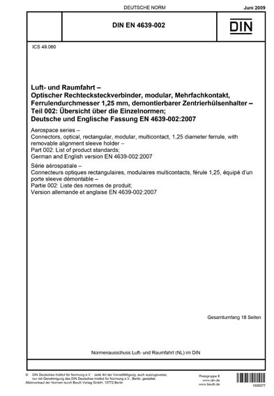 DIN EN 4639-002:2009 - Aerospace series - Connectors, optical ...