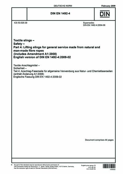DIN EN 1492-4:2009 - Textile slings - Safety - Part 4: Lifting slings ...