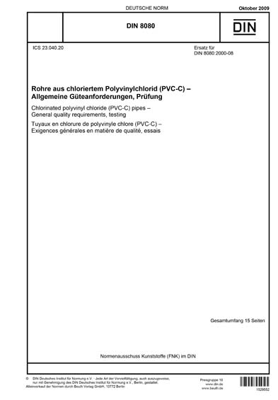 DIN 8080:2009 DE - Rohre aus chloriertem Polyvinylchlorid (PVC-C ...