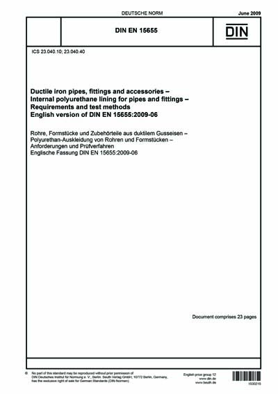DIN EN 15655:2009 - Ductile iron pipes, fittings and accessories ...