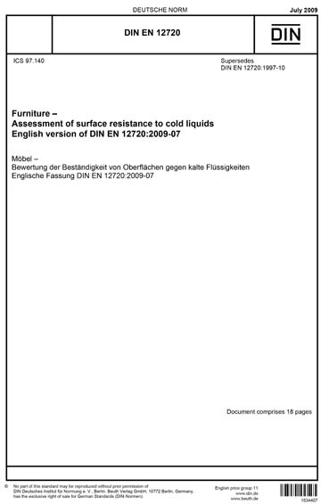 DIN EN 12720:2009 - Furniture - Assessment of surface resistance to ...