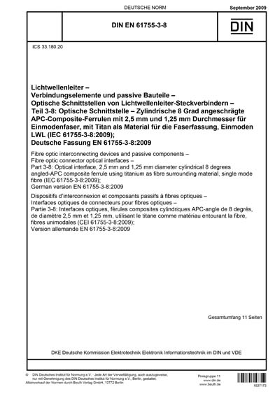 DIN EN 61755-3-8:2009 DE - Lichtwellenleiter - Verbindungselemente und ...