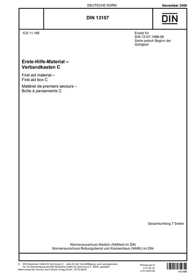 DIN 13157:2009 DE - Erste-Hilfe-Material - Verbandkasten C