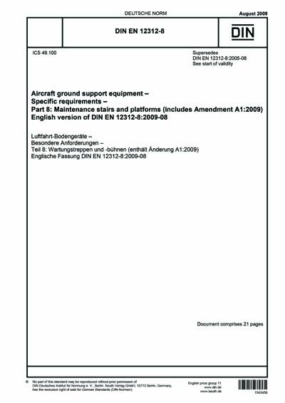 DIN EN 12312-8:2009 - Aircraft ground support equipment - Specific ...