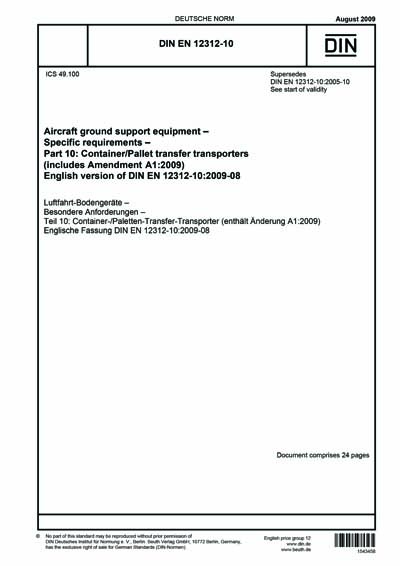 DIN EN 12312-10:2009 - Aircraft ground support equipment - Specific ...