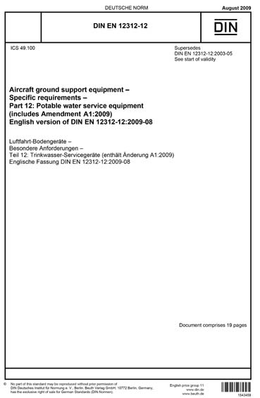 DIN EN 12312-12:2009 - Aircraft ground support equipment - Specific ...