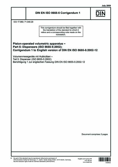 DIN EN ISO 8655-5 Berichtigung 1:2009 - Piston-operated volumetric ...