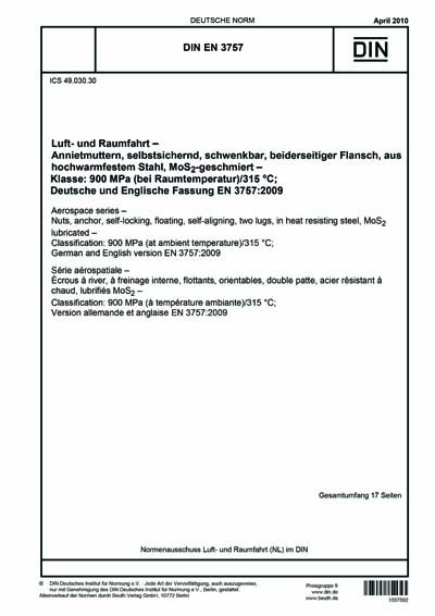 DIN EN 3757:2010 DE - Luft- und Raumfahrt - Annietmuttern ...