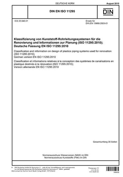 DIN EN ISO 11295:2010 DE - Klassifizierung von Kunststoff ...