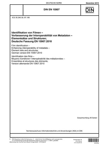 DIN EN 15907:2010 DE - Identifikation von Filmen - Verbesserung der ...