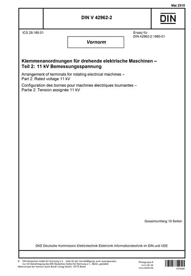 DIN V 42962-2:2010 DE - Klemmenanordnungen für drehende elektrische ...