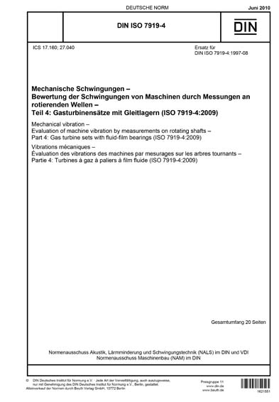 DIN ISO 7919-4:2010 DE - Mechanische Schwingungen - Bewertung der ...