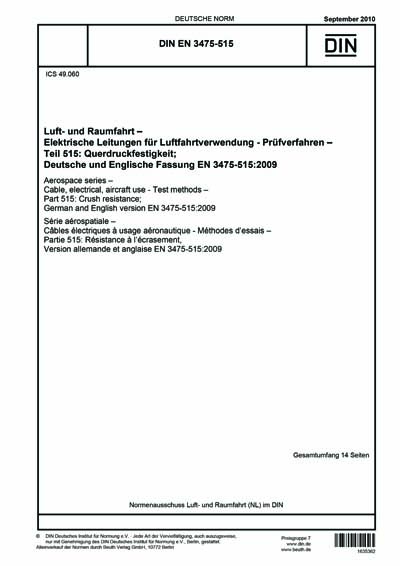 DIN EN 3475-515:2010 DE - Luft- und Raumfahrt - Elektrische Leitungen ...