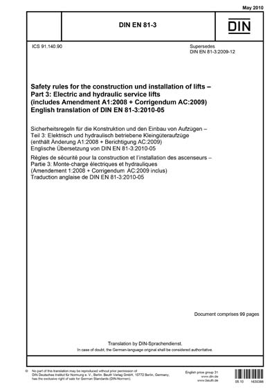DIN EN 81-3:2010 - Safety rules for the construction and installation ...