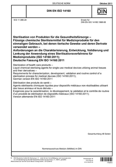 DIN EN ISO 14160:2011 DE - Sterilisation von Produkten für die ...
