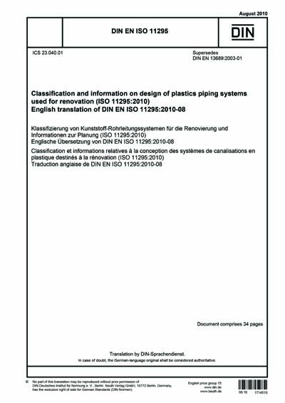 DIN EN ISO 11295:2010 - Classification and information on design of ...