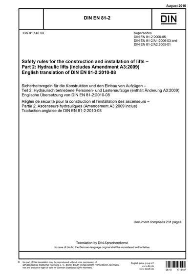 DIN EN 81-2:2010 - Safety rules for the construction and installation ...