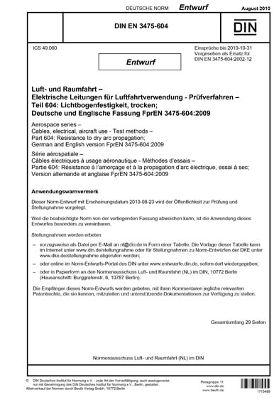 DIN EN 3475-604:2010 - Aerospace series - Cables, electrical, aircraft ...