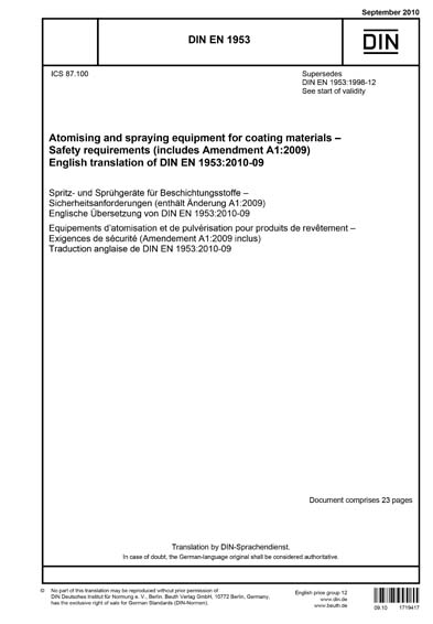 DIN EN 1953:2010 - Atomising and spraying equipment for coating ...