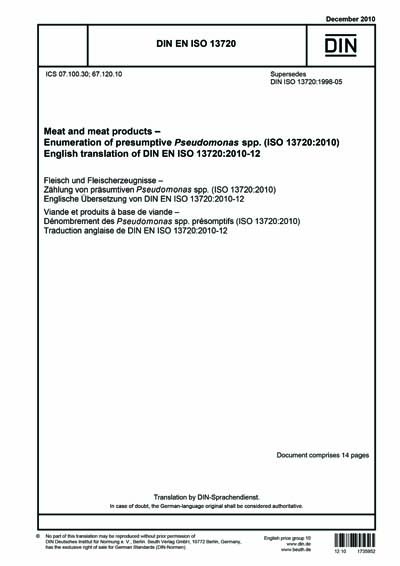 DIN EN ISO 13720:2010 - Meat and meat products - Enumeration of ...