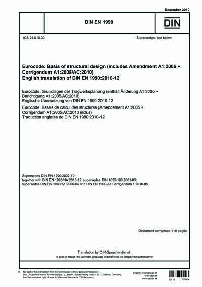 DIN EN 1990:2010 - Eurocode: Basis of structural design; German version ...