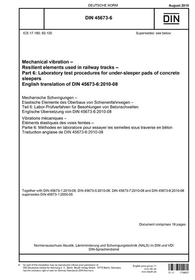 DIN 45673-6:2010 - Mechanical vibration - Resilient elements used in ...