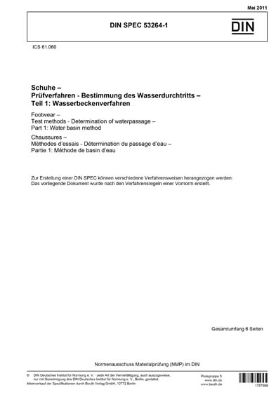 DIN SPEC 53264-1:2011 DE - Schuhe - Prüfverfahren - Bestimmung des ...
