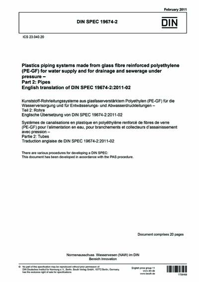 DIN SPEC 19674-2:2011 - Plastics piping systems made from glass fibre ...