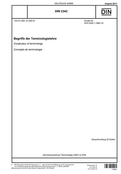 DIN 2342:2011 DE - Begriffe der Terminologielehre