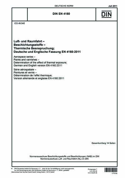 DIN EN 4160:2011 DE - Luft- und Raumfahrt - Beschichtungsstoffe ...